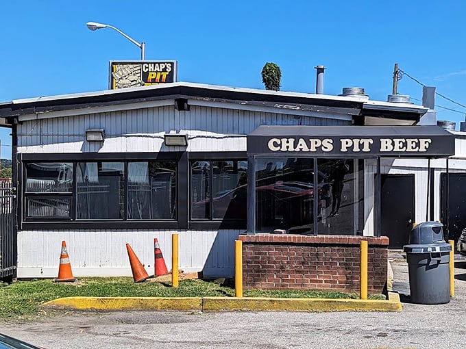 Chaps Pit Beef's no-nonsense exterior tells you exactly what matters here: what's happening inside those smokers, not fancy architecture.