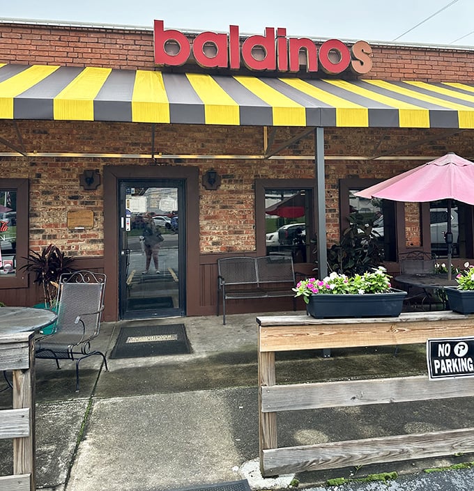 Those yellow and black stripes aren't just decoration - they're a beacon for serious sandwich lovers.