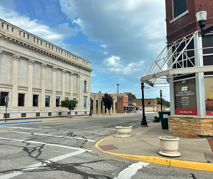 Downtown Ellsworth—where the brick buildings have better stories than most Netflix documentaries. History with a side of small-town hospitality!