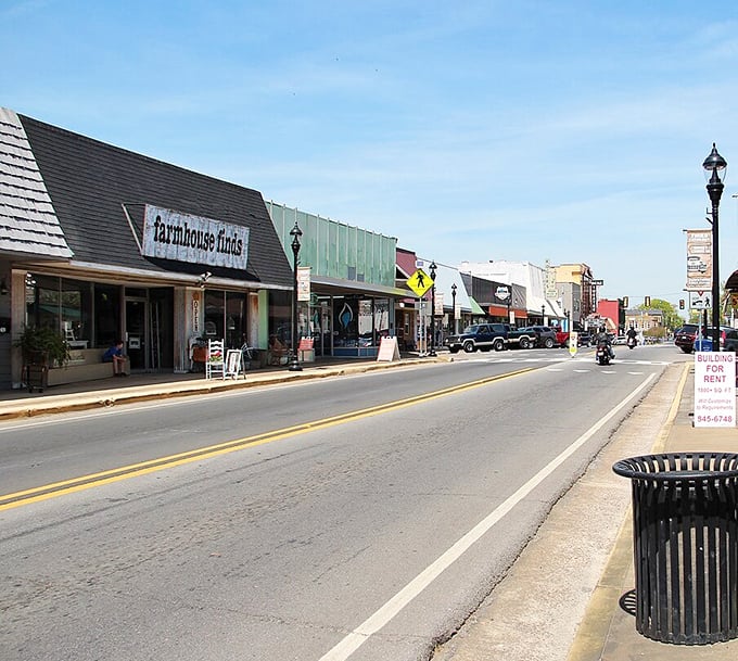 Farmhouse Finds and neighboring shops line Fort Payne's welcoming main street. Small-town shopping without big-city stress or prices.