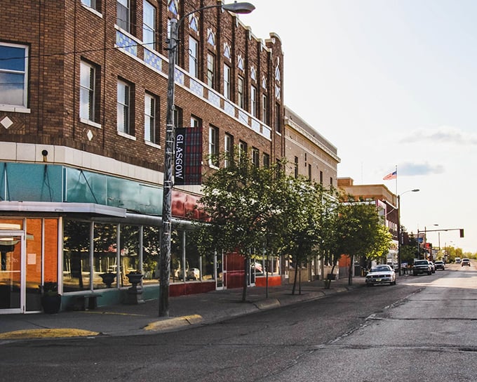 Glasgow's main street stretches toward endless prairie skies, proving that small-town charm never goes out of style.
