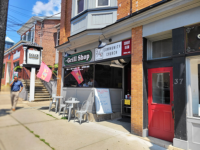 The Grill Shop's modest storefront might not stop traffic, but locals know to slam on the brakes for these legendary dogs.