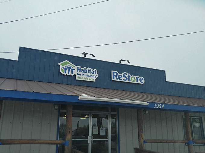 That humble storefront hides a furniture goldmine inside. The blue trim practically winks at savvy shoppers passing by.