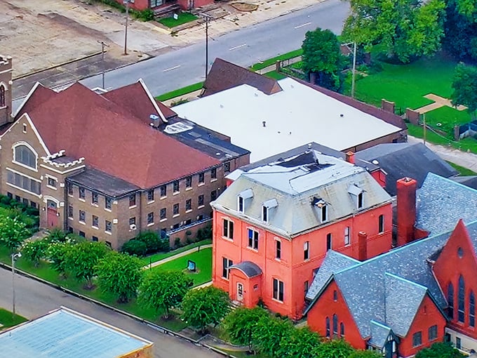 Helena-West Helena's historic downtown buildings tell stories of the Mississippi Delta's rich musical and cultural heritage from above.