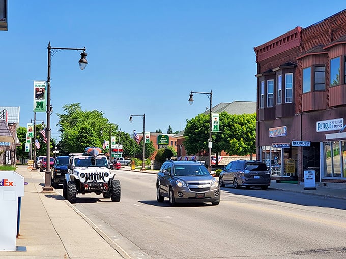 Manistique's boardwalk: free entertainment with million-dollar views. Your wallet stays as full as your heart here.