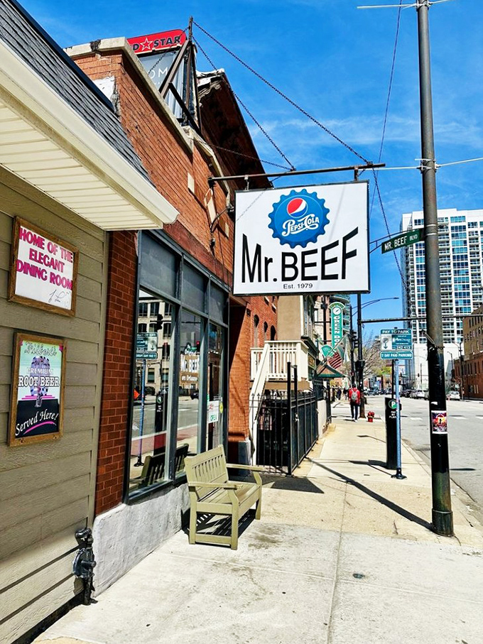 Mr. Beef's vintage sign has guided hungry Chicagoans to Italian beef nirvana since the disco era.