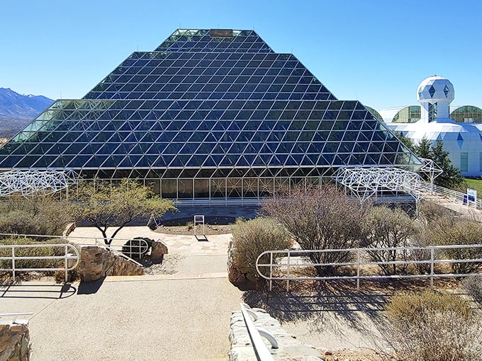 Oracle's Biosphere 2: Science fiction made real. This glass pyramid isn't hiding alien technology&mdash;though the plants inside might make you wonder.