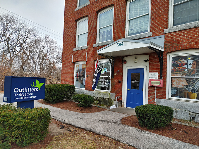 That bright blue door at Outfitters isn't just an entrance—it's an invitation to the furniture treasure hunt of your dreams.