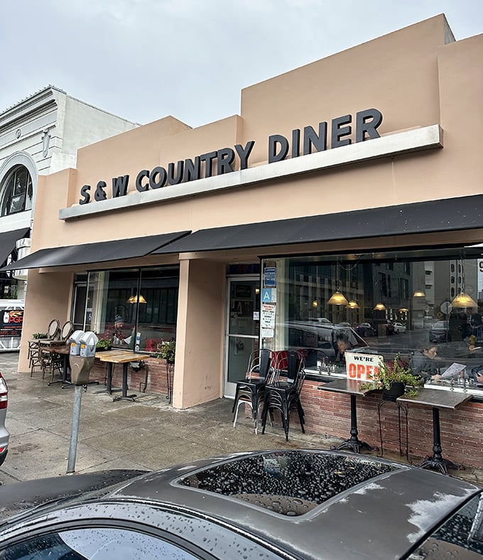 S&W Country Diner's faded pink exterior feels like an old friend waiting to feed you well.