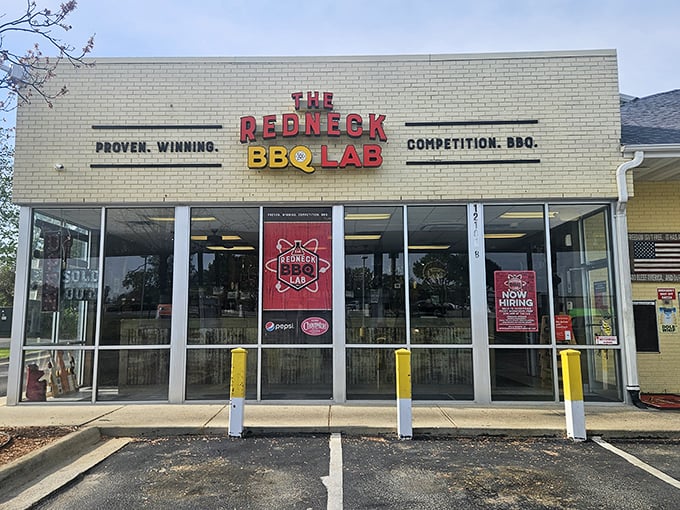 The Redneck BBQ Lab proves great barbecue is indeed a science. Their "proven, winning, competition BBQ" sign isn't bragging if it's true!