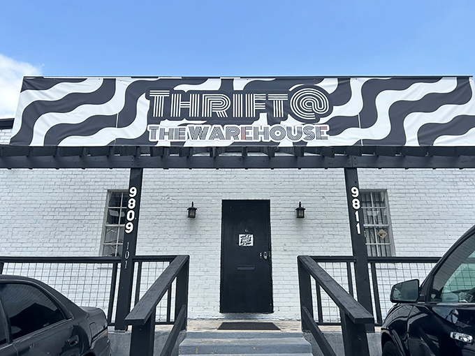 Thrift @ The Warehouse brings modern style with that black and white wavy sign. Inside awaits a labyrinth of budget-friendly treasures.