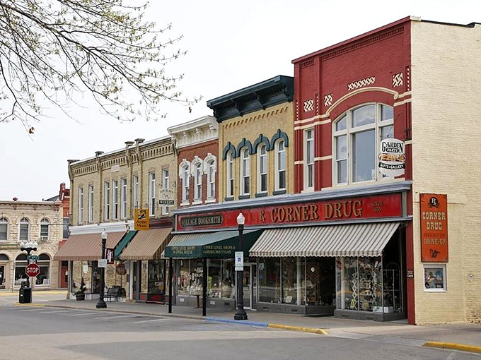 Historic buildings in Baraboo stand shoulder to shoulder, like old friends sharing stories across generations.