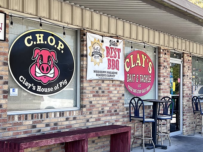 When your BBQ joint shares space with a bait shop, you know they're serious about both local passions.