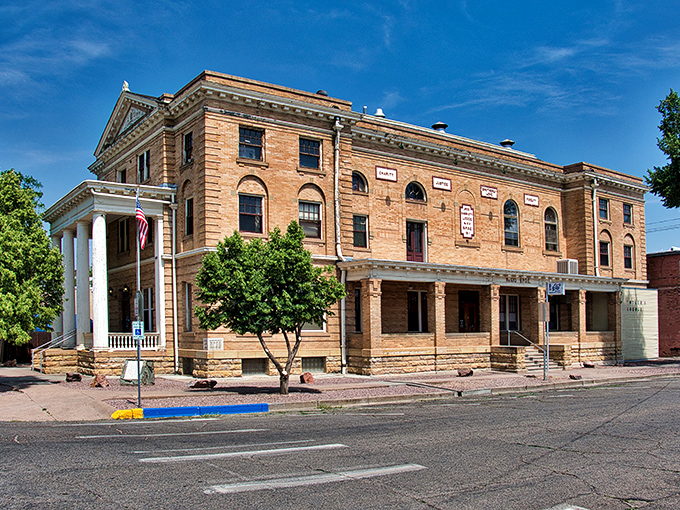 Stately brick buildings line Ca&ntilde;on City's main street, where affordable homes are just steps from local shops.