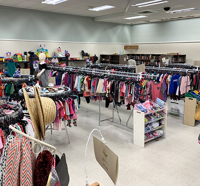 Racks upon racks of neatly organized clothing await at the Dream Center, where one person's castoffs become another's fashion statement.