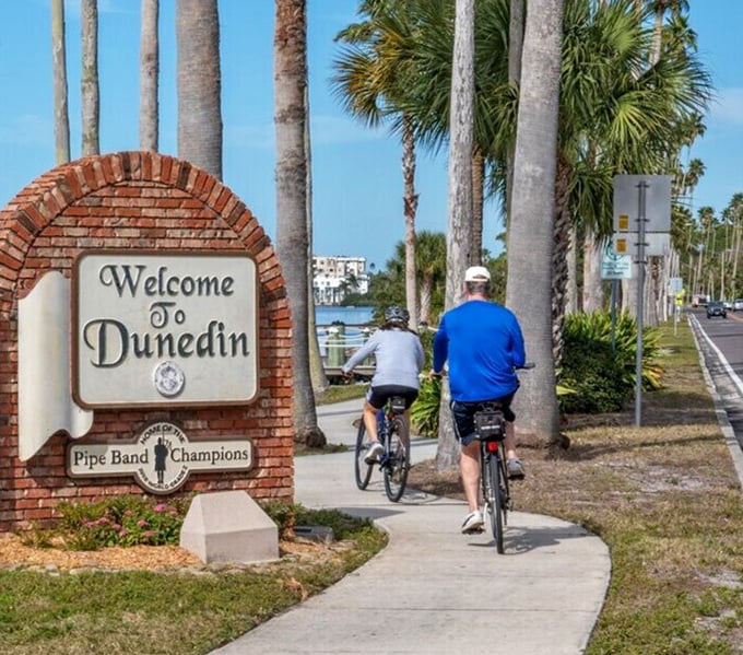 In Dunedin, even the welcome sign has Scottish charm, while cyclists enjoy what might be the best retirement workout plan ever invented.