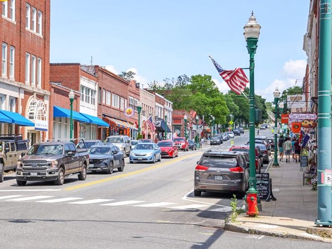 Main Street in Ellsworth invites exploration with its well-preserved buildings and pedestrian-friendly layout.