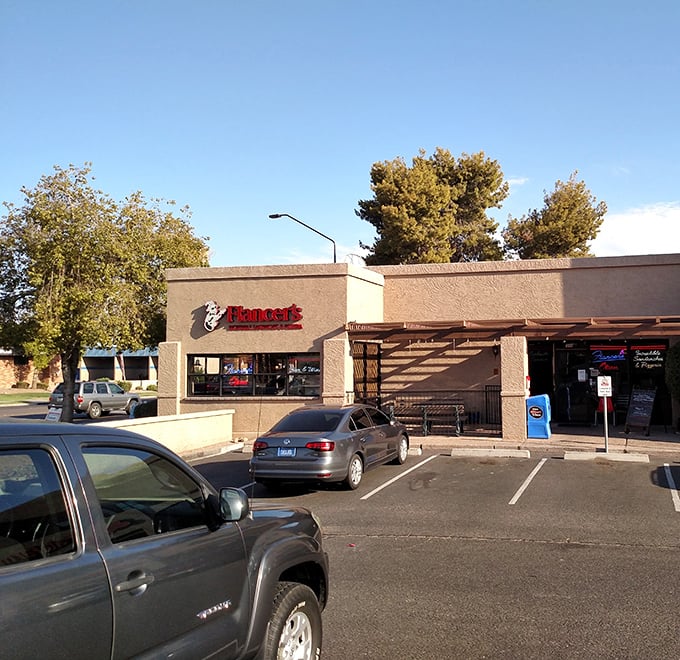 Flancer's understated storefront belies the flavor explosions waiting inside. Don't judge this sandwich book by its cover!