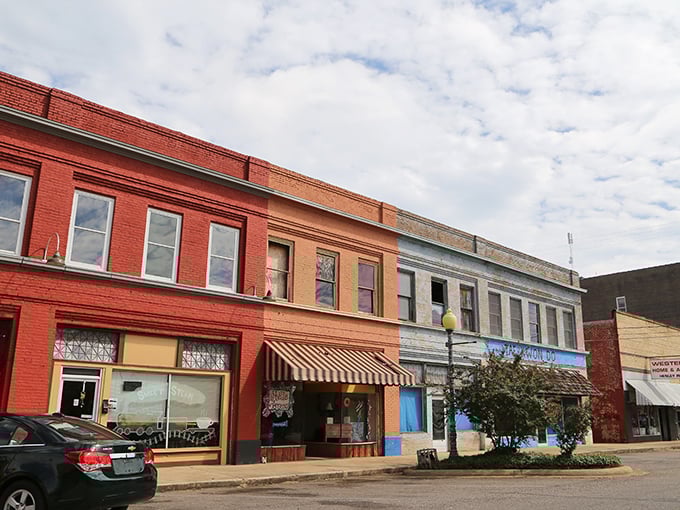 Churches and storefronts share space in Hope's downtown, where affordable living meets spiritual comfort in a quintessentially Arkansas tableau.