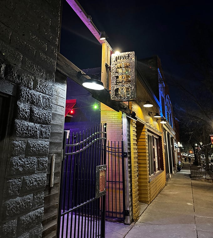 By day or night, that glowing "meat" sign promises exactly what you're craving. No fancy frills, just barbecue thrills.