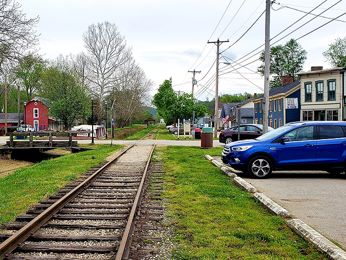 Railroad tracks run through Metamora's heart, a daily reminder that the journey matters as much as the destination.