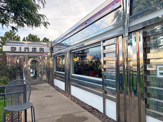 The stainless steel exterior gleams like a freshly polished spaceship ready to transport you to breakfast nirvana.