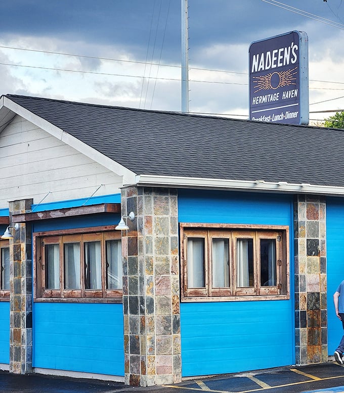 Nadeen's bright blue walls stand out like a delicious beacon. When a diner's this colorful outside, imagine what awaits on your plate!