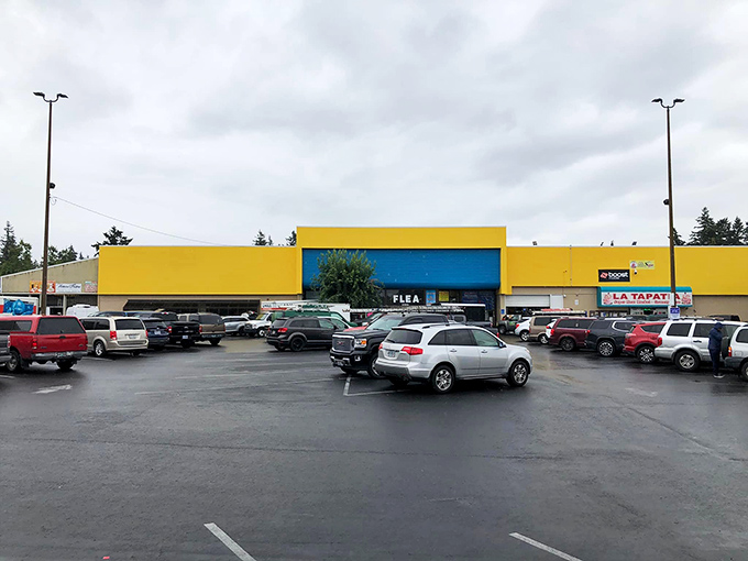 Welcome to flea market nirvana, where the yellow and blue exterior is just a hint of the colorful treasures waiting inside.