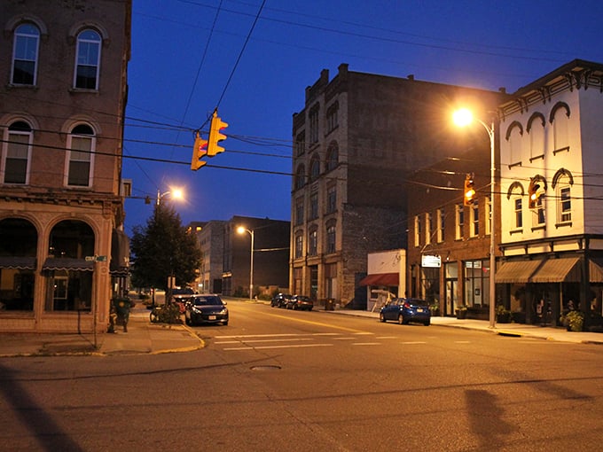 As evening falls on Portsmouth, the historic buildings take on a golden glow. No filter needed for this small-town magic.