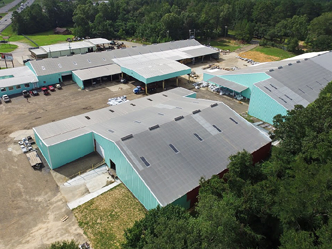 From this bird's eye view, you'd never guess the thousands of treasures nestled inside these teal-topped buildings.