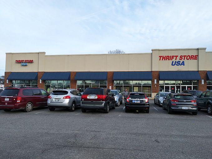 The unassuming exterior of Thrift Store USA hides a treasure trove of bargains. Like a poker player with a royal flush, it doesn't need to show off.