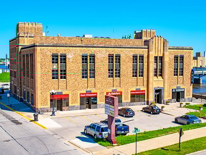Classic Midwest architecture lines these streets where every brick building tells a story of Iowa's industrial heritage and community pride.