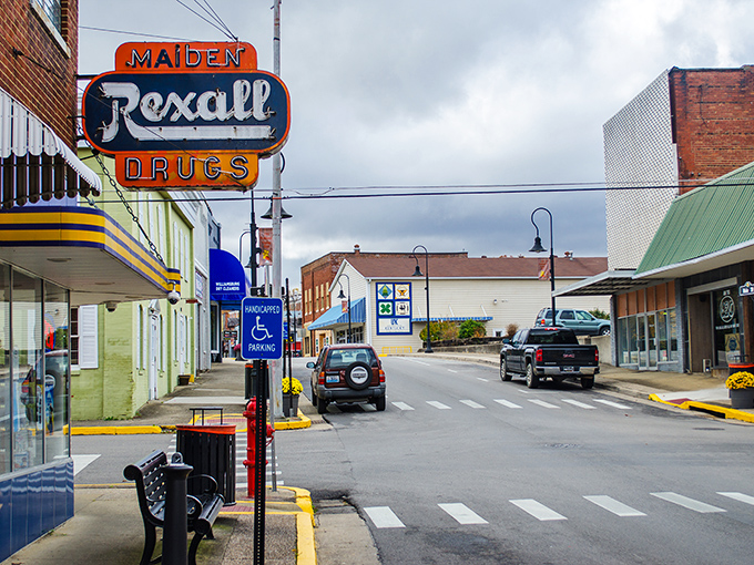 That classic Rexall Drugs sign reminds you of simpler times when downtowns were community gathering spots.