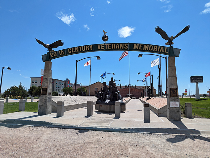 Eagles soar above the 20th Century Veterans Memorial, a powerful tribute reminding us that freedom isn't free and gratitude never expires.