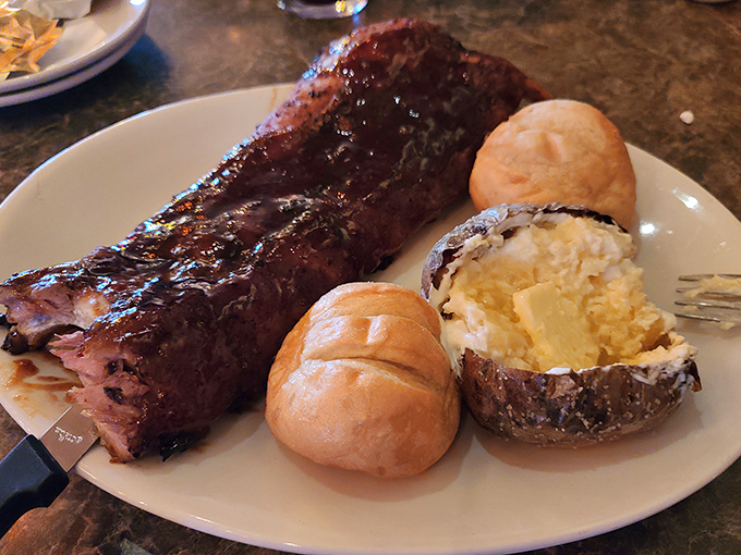 These fall-off-the-bone ribs don't need a sales pitch&mdash;they're the barbecue equivalent of love at first sight. Paired with a loaded potato and fresh rolls.