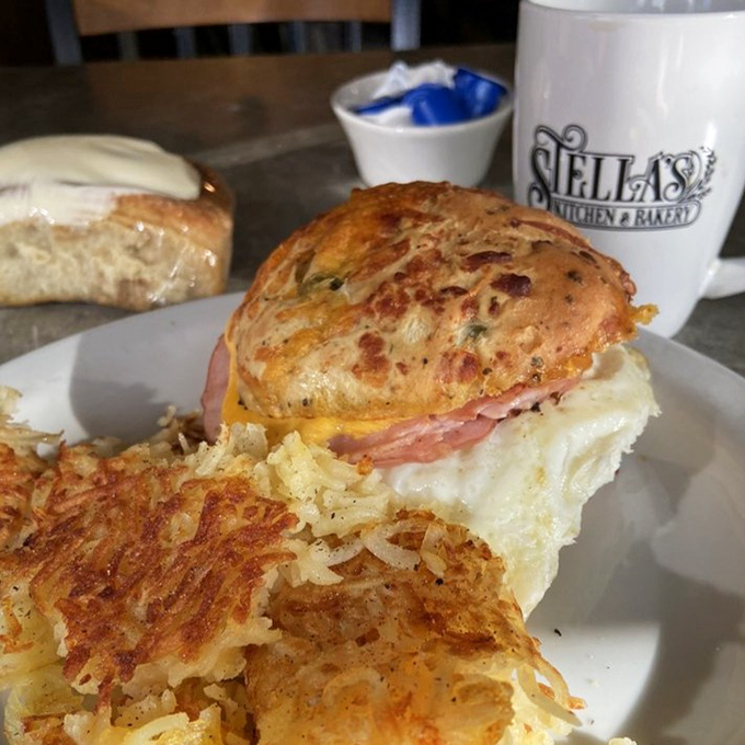 Breakfast sandwiches should always look like this: hearty, hand-held, and practically demanding you cancel your lunch plans.