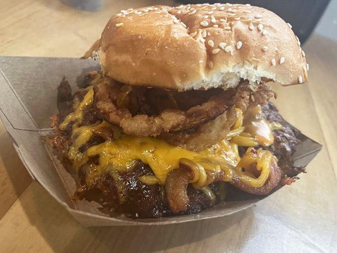 This isn't just a burger&mdash;it's an architectural marvel of beef, bacon, and molten cheese that would make Frank Lloyd Wright weep with joy.