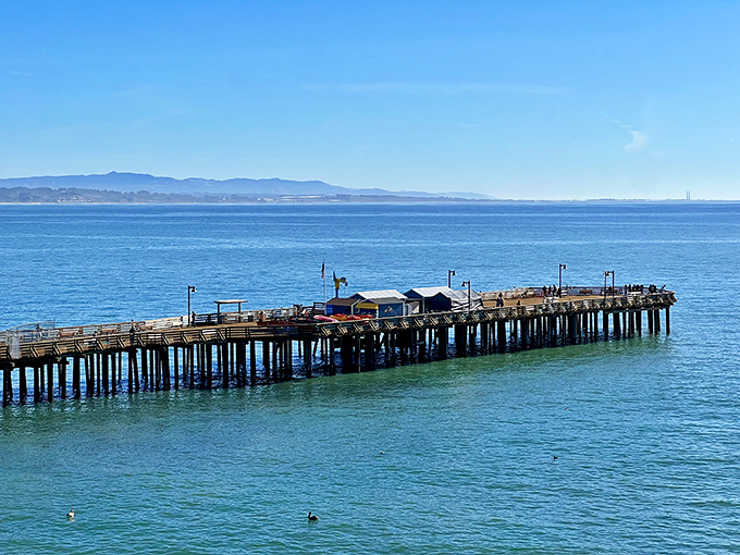 The wharf stretches into Monterey Bay like a wooden runway, inviting you to strut your stuff all the way to the horizon.