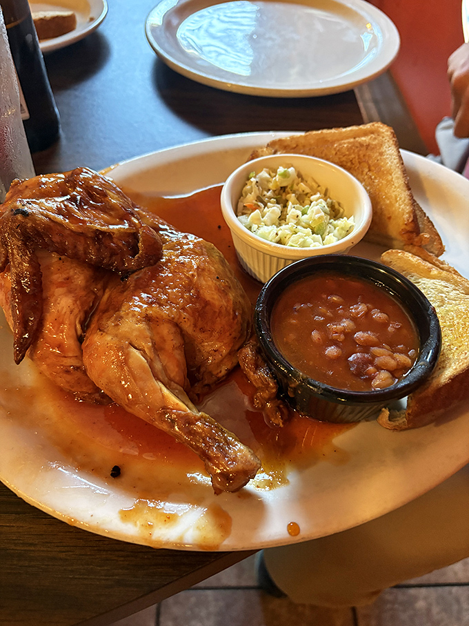 This isn't just chicken&mdash;it's a bird that fulfilled its destiny. The Texas toast stands ready to soak up that sauce like nature intended.