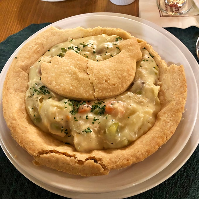 Behold the chicken pot pie in all its glory&mdash;a golden-domed masterpiece where flaky crust meets creamy filling in a romance for the ages.