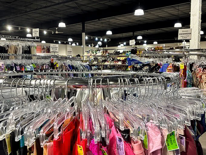 The circular racks of possibility &ndash; where fashionistas on a budget can spin their way to style salvation.