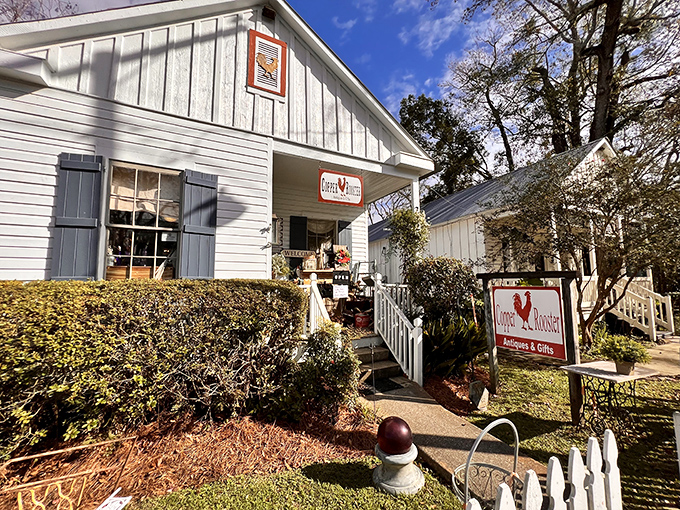 The Copper Rooster's charming cottage exterior promises treasures inside that no algorithm could ever recommend quite right.