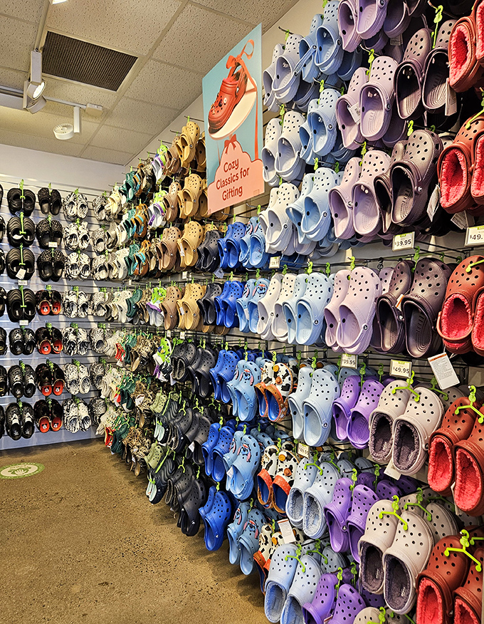 The Crocs rainbow&mdash;where comfort and questionable fashion choices collide in spectacular fashion. Your feet will thank you, even if your fashion friends don't.