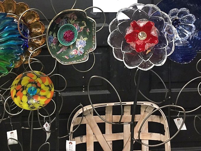 Who knew grandma's china could have such a dazzling second act? These whimsical garden flowers bloom eternally, catching sunlight instead of raindrops.