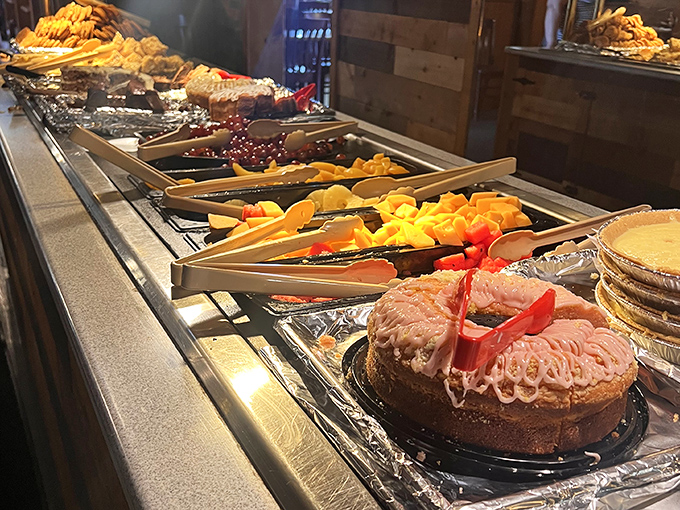The dessert section: where diet plans go to die and memories are made. That strawberry cake is practically winking at you.