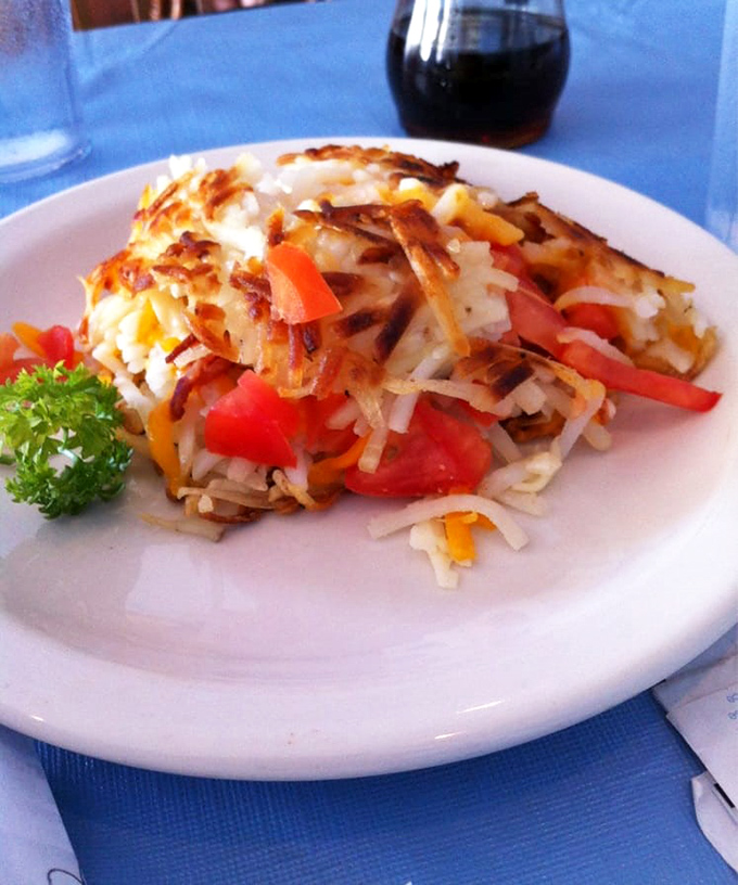 Hash browns that have achieved the golden-brown perfection we all attempt at home but rarely achieve. Crispy exterior, tender inside&mdash;breakfast engineering at its finest.