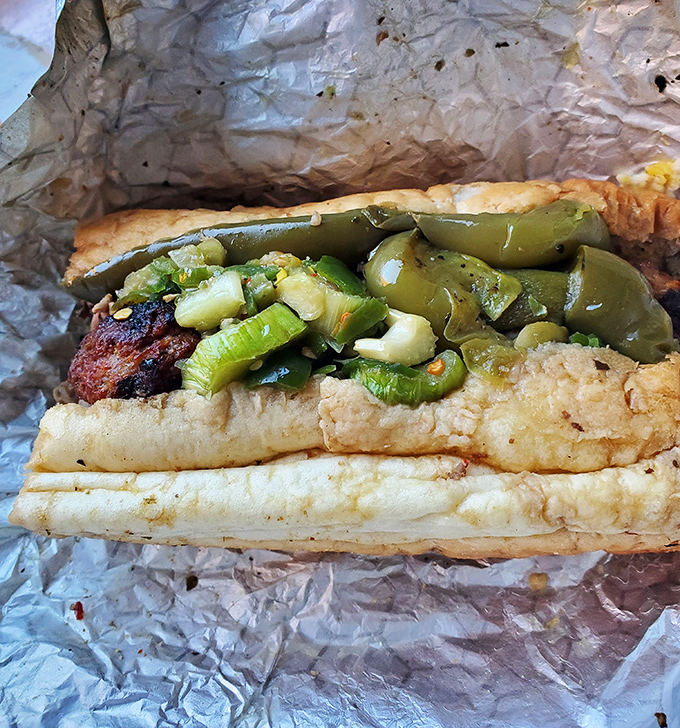 Behold the holy trinity of Chicago beef: thinly sliced meat, that magical jus, and giardiniera with enough kick to make your sinuses thank you.