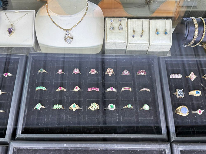Gemstone jewelry that makes department store counters look boring. Each ring tells a story—and possibly holds magical powers. (Results may vary.)