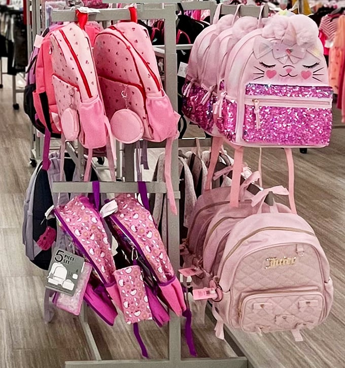Backpack heaven for the elementary school fashionista. That cat-faced glitter bag will earn serious playground cred without decimating the college fund.