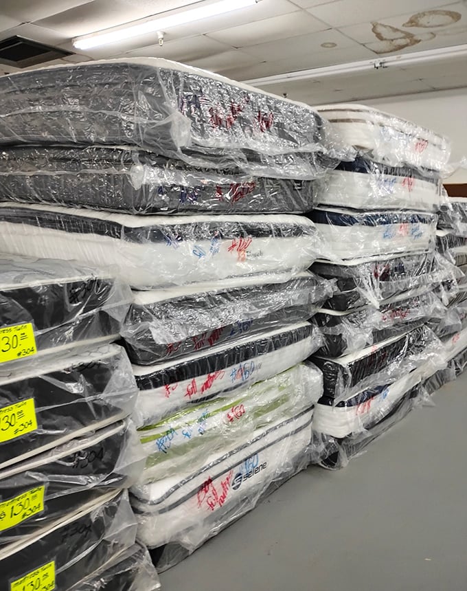 Sleep paradise or mattress mountain? This towering collection offers dreams-for-sale at prices that won't keep you up at night.